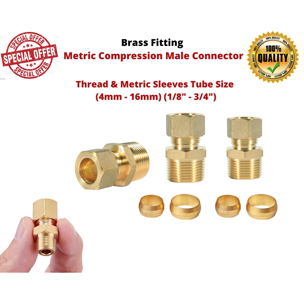 Metric Compression Male Connector Brass Pipe Fitting Copper Pipe ...
