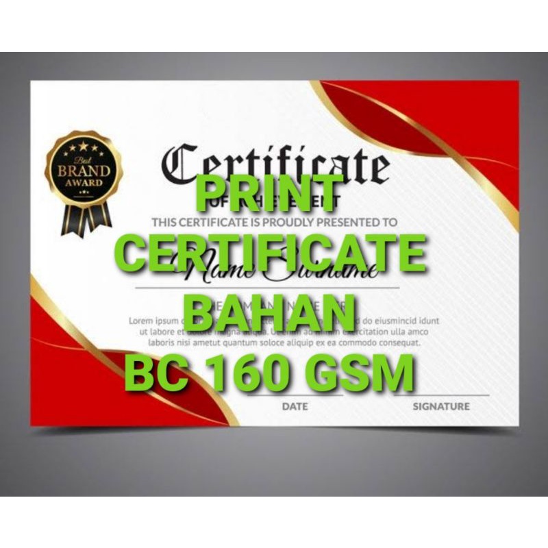 Print Certificate/Certificate/Certificate BC160 GSM/ AP 260 GSM ...