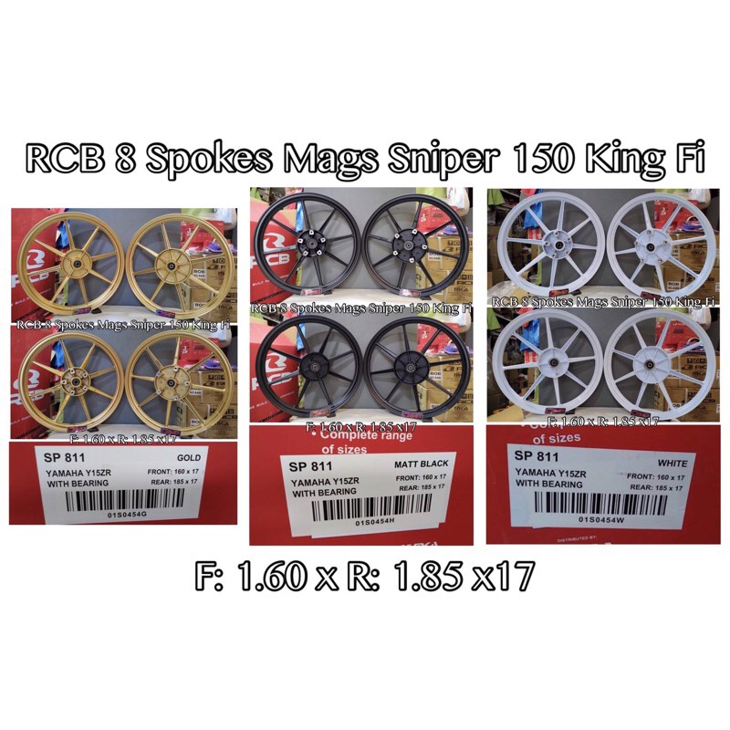 RCB 8 Spokes Mags Sniper 150 King Fi size F: 1.60 x R: 1.85 x17 ...