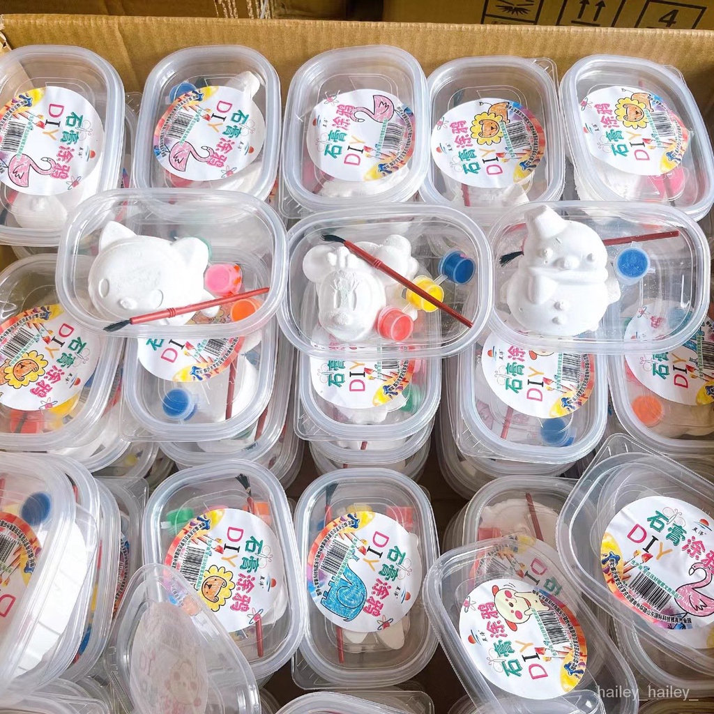 Plaster Paint Figurine ( Random design ) with Box , Paint and Brush ...