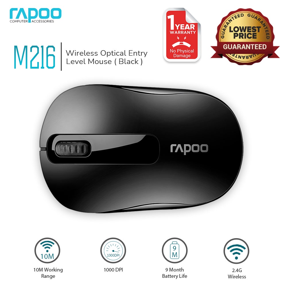 Rapoo M216 Portable Wireless Optical Mouse for Laptop PC | Shopee Philippines