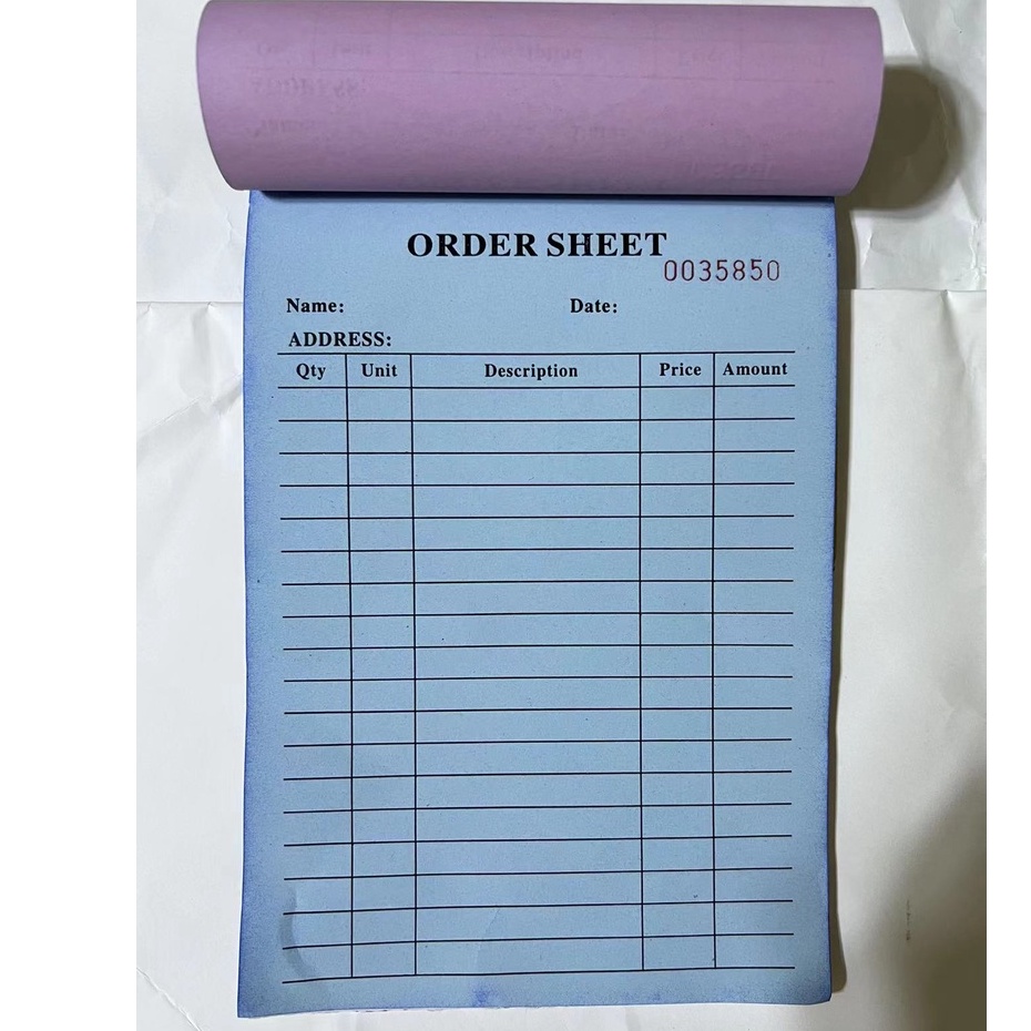 Order Sheet 3 size carbon paper receipt resibo duplicate and triplicate ...