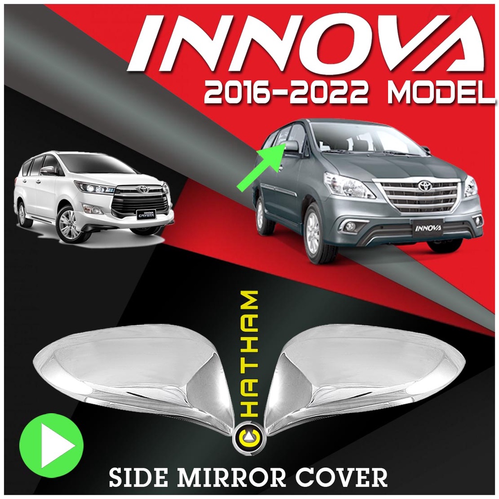 Chrome Side Mirror Cover for Innova 2016 2017 2018 2019 2020 2021 2022 ...