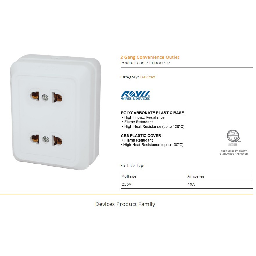 Royu 2 Gang Universal Outlet - Surface Type (10A-250V), REDOU202 | Shopee Philippines