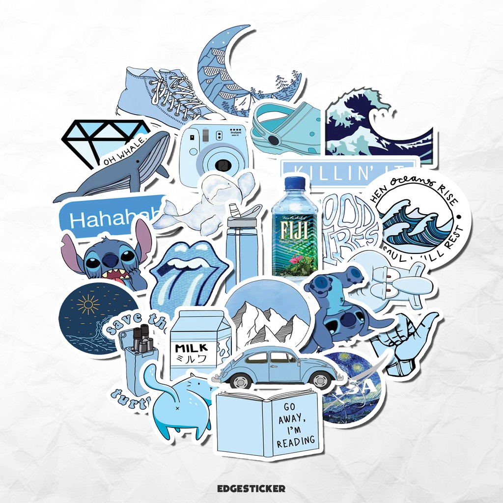 27pcs BLUE THEME Sticker Pack| Anti-Fade Waterproof Sticker | Aesthetic ...