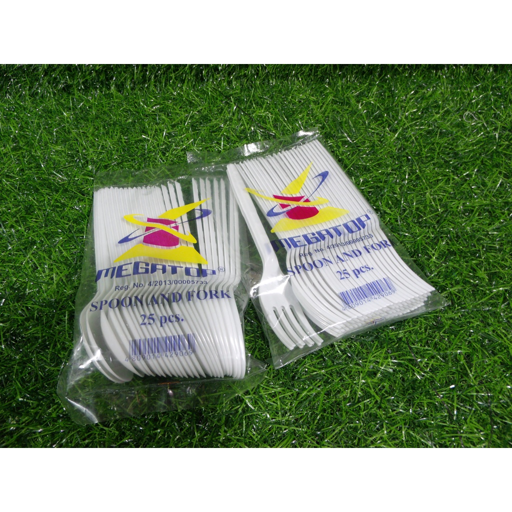 Spoon & Fork Megatop Disposable (set) (25 pcs per pack) | Shopee ...