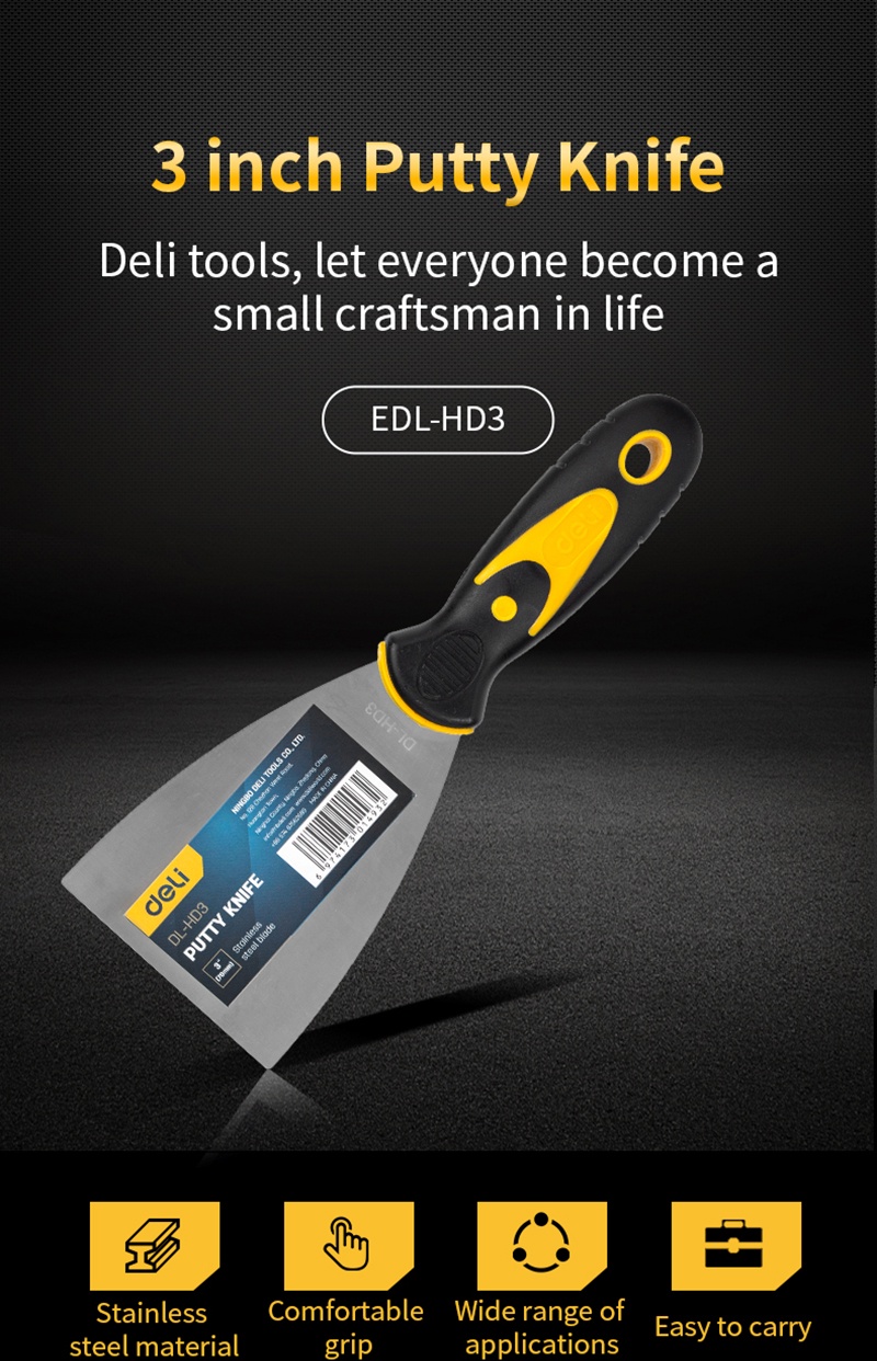 Deli Putty Trowel Soft Grip Stainless Scraper Putty Knife Trowel EDL ...