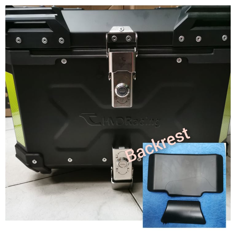 Top Box Alloy HVD Racing 45L/55L with Backrest PAD (silver/black/white ...