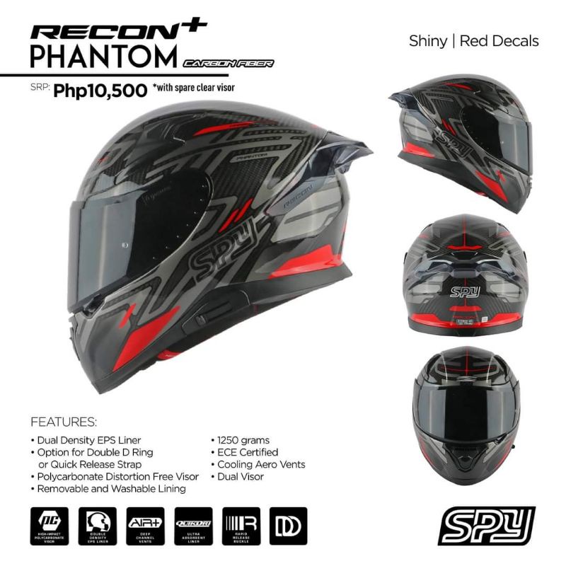 Spyder Recon+ Spy Carbon Fiber Helmet | Shopee Philippines