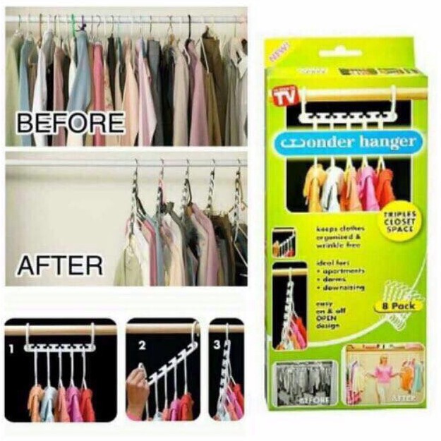 Home Space Saving Wonder Hanger Triples Closet Space Clothes Drying ...