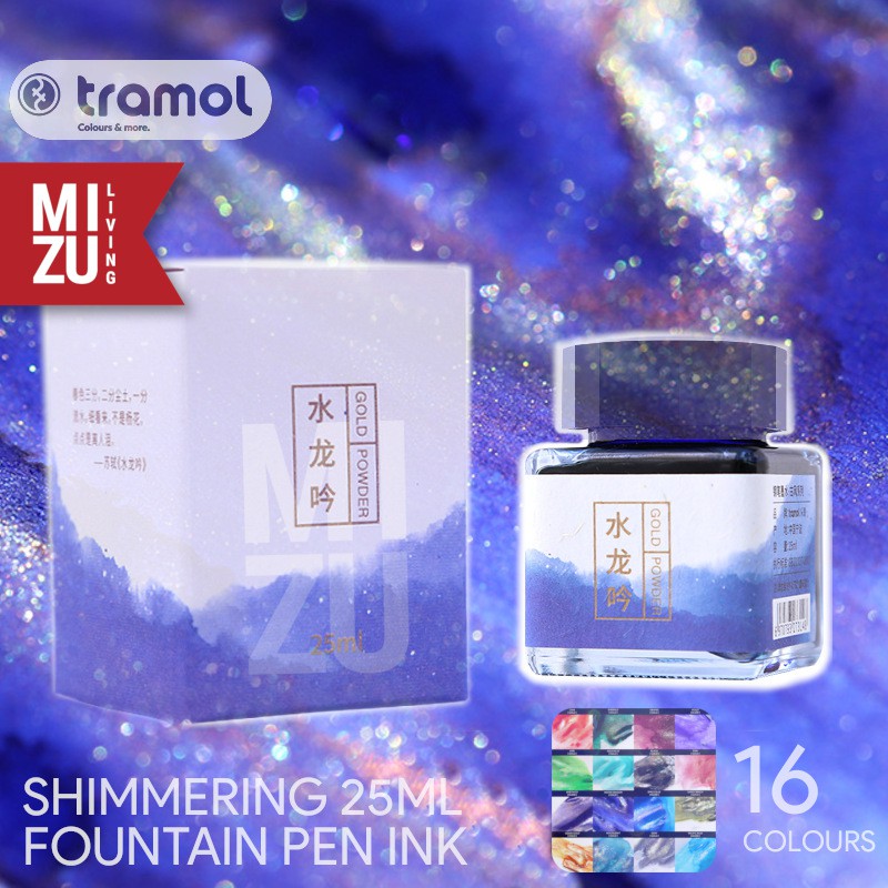 TRAMOL GOLD SERIES 25ml SHIMMERING Fountain Pen INK GOLD Silver Glitter ...