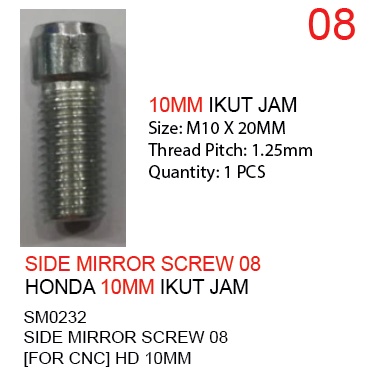 SIDE MIRROR SCREW ( 1 pcs ) M8 M10 Hex Motorcycle Side Mirror Screw ...