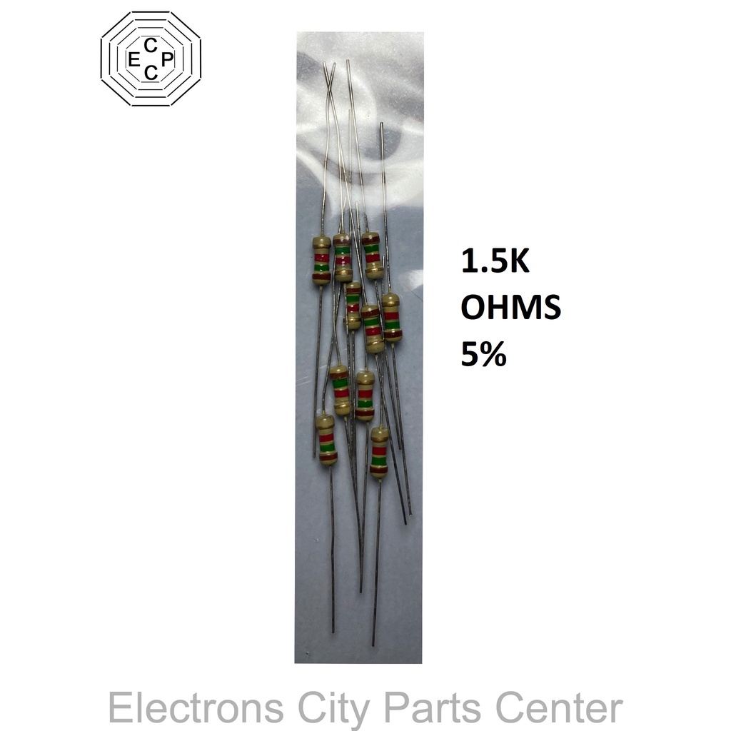 10PCS. RESISTOR (1.5K OHMS 5%, 1K OHMS 5%, 27K OHMS 5%, 10 OHMS 10%, 27 ...