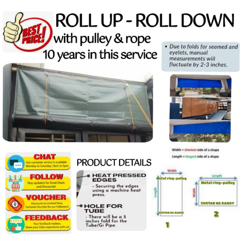 (4ft x 6ft) ROLL UP WITH PULLEY AND ROPE EASY INSTALL LOWEST PRICE ...