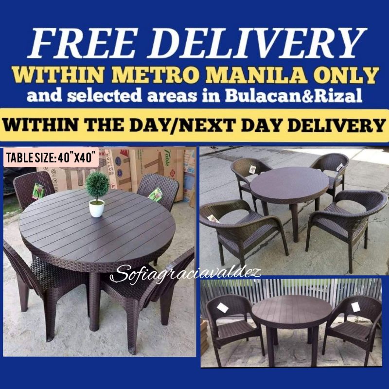 FREE DELIVERY WITHIN METRO MANILA( RATTAN INSPIRED DINING SET (ROUND ...