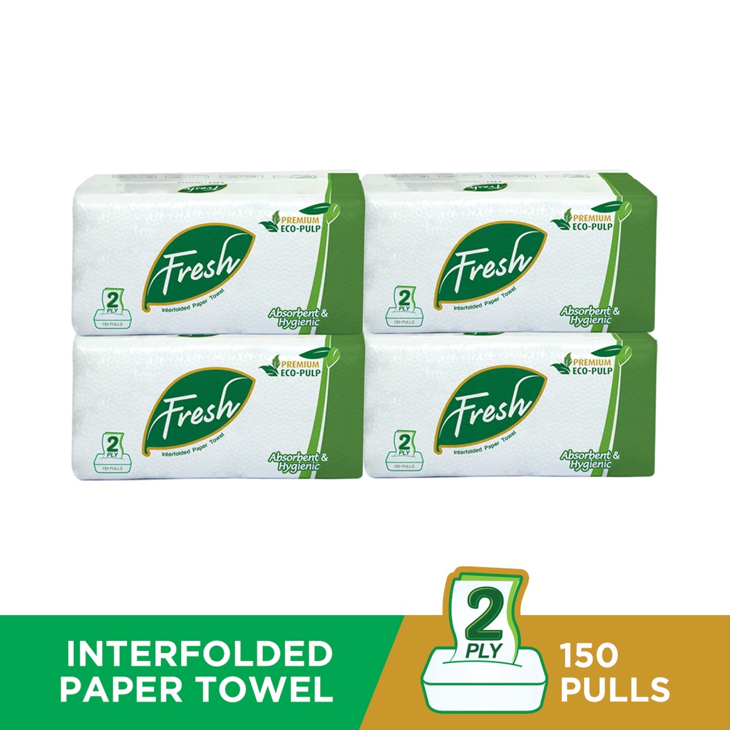Fresh Eco-Pulp Interfolded Paper Towel (4 Packs) | Shopee Philippines