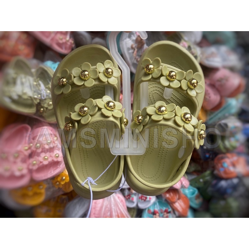AMS New 2Strap Cute Flower Design Yeezy Slides Infant Sandals For Kids ...