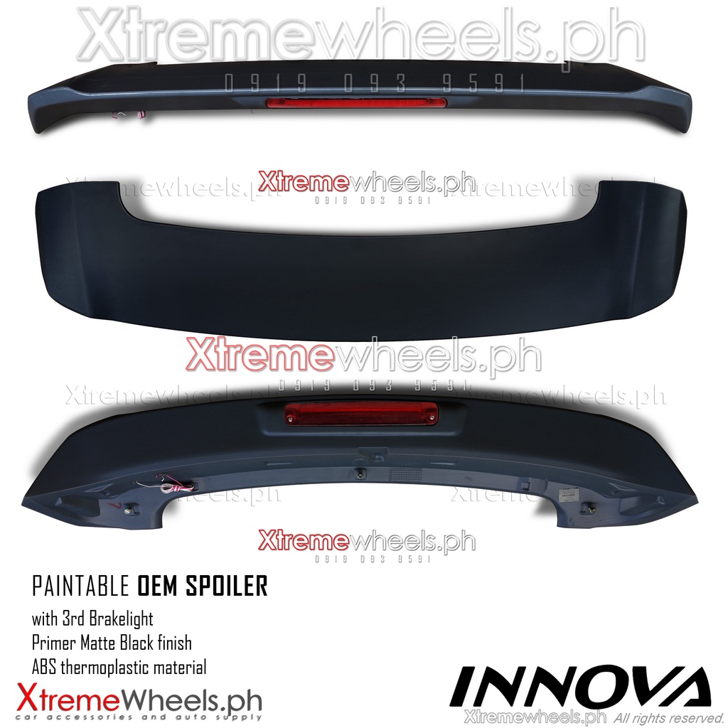 Innova 2016-2025 With Primer Black Rear Spoiler With 3rd Break Light No ...