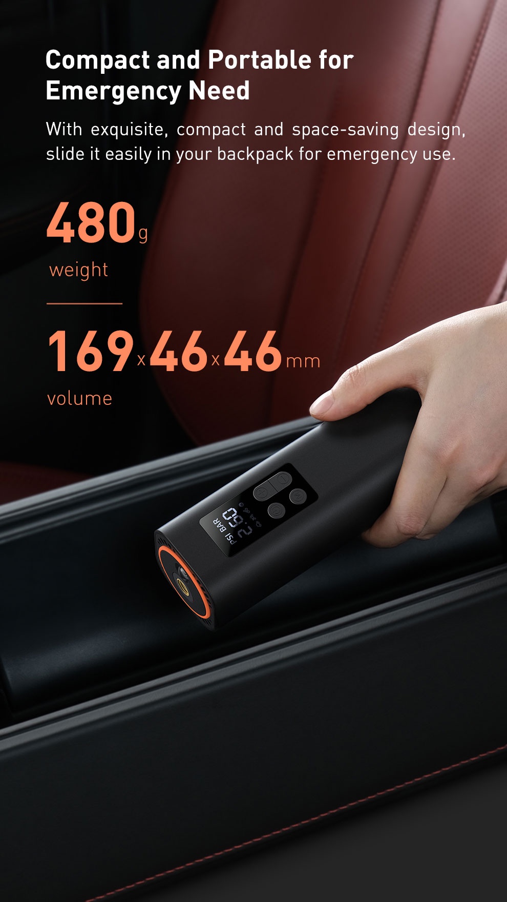 Baseus Super Mini Digital Display Inflator Pump Maximum Pressure 150PSI ...