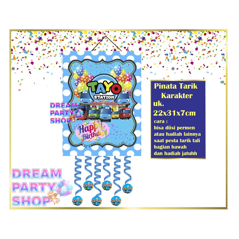 Pinata Pull Tayo / Pinata Tayo Character / Tayo Bus Pinata Candy Place ...