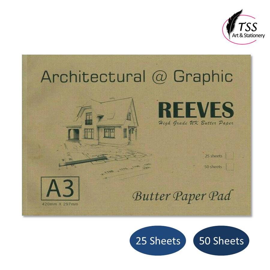 Reeves Butter Paper Pad A3 Size 25 / 50 Sheets Architectural Layout ...