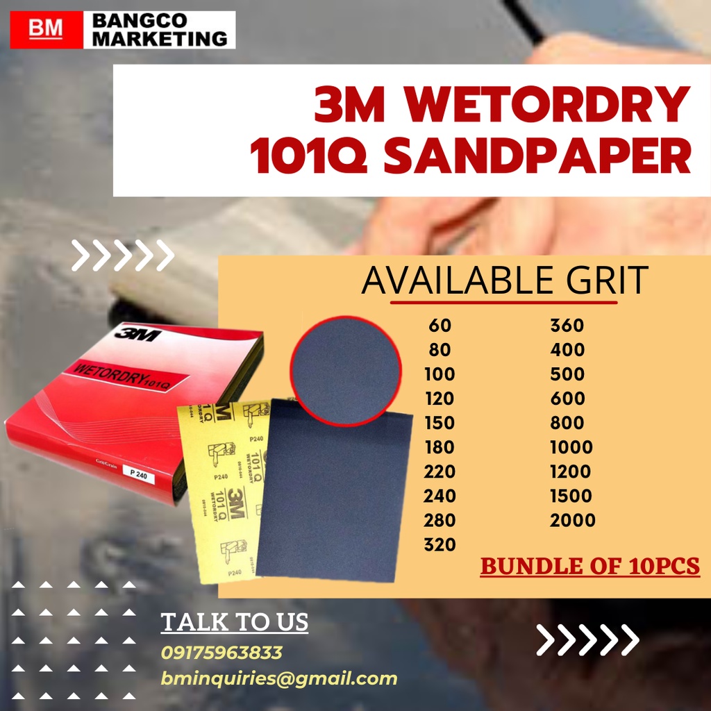 3M 101Q WETORDRY SANDPAPER GRIT 60 TO 2000 (10PCS) | Shopee Philippines