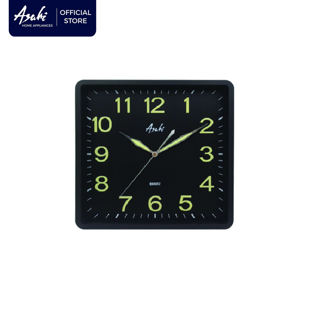 Asahi HC 2410 SY Glow in the Dark Square Wall Clock | Shopee Philippines