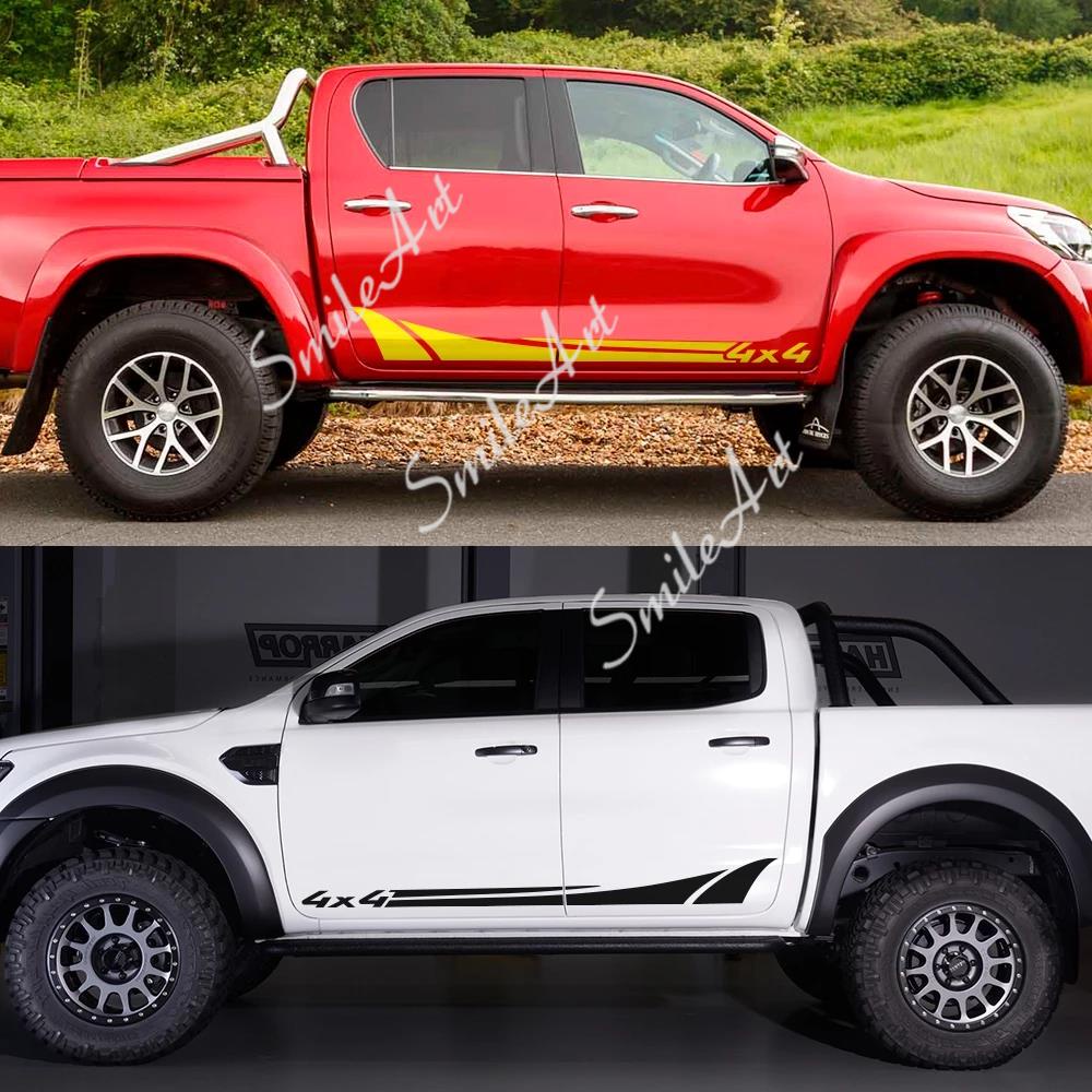 2PCS Car Door Side Skirt Vinyl 4x4 Stickers For Ford Ranger Raptor ...