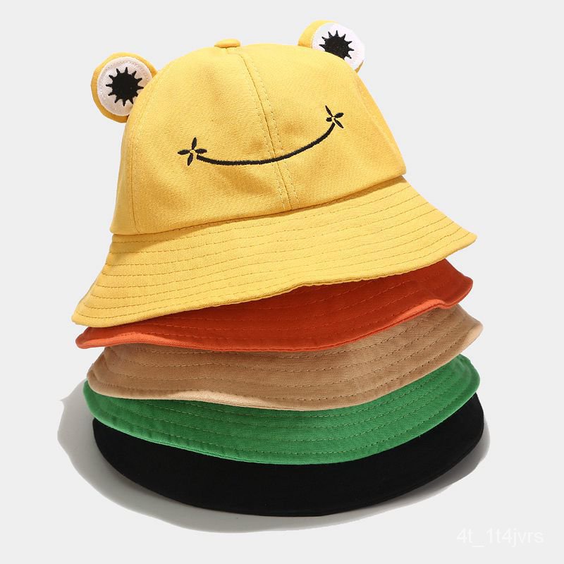 Parent-Kid Cartoon Frog Bucket Hat Panama Fishing Cap Cute Froggy Hat ...