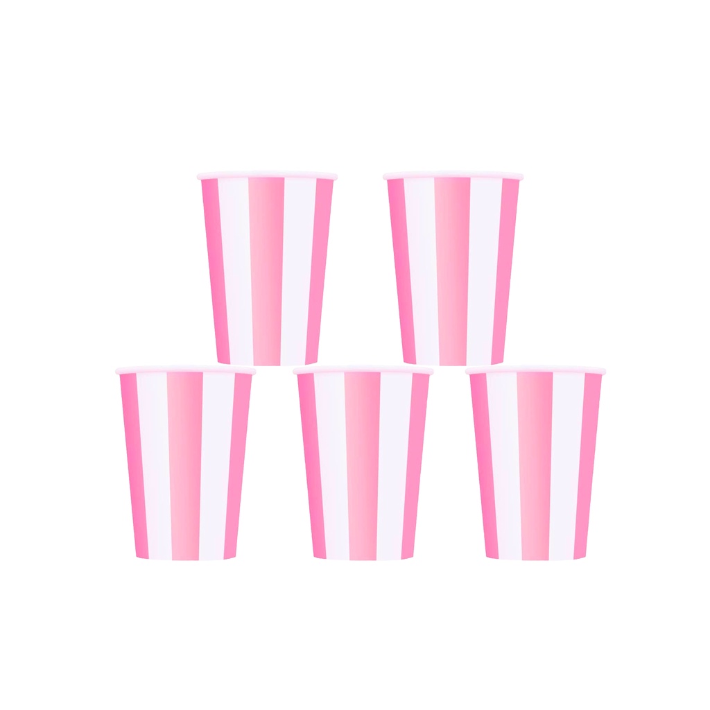 10pcs Light Pink Paper Cups with Stripe for Pink Color Scheme Party ...