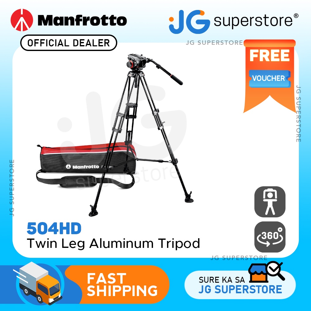 Manfrotto 504HD Fluid Video Head with 546B Twin Leg Aluminum Tripod ...