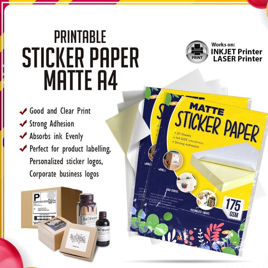 Matte A4 Sticker Paper 175GSM (20 sheets per pack) | Shopee Philippines