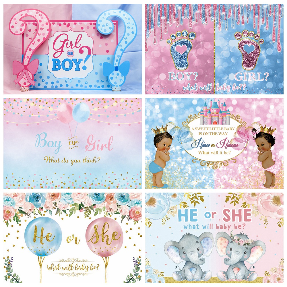 Yeele Baby Shower Backdrop For Photography Boy Or Girl Gender Reveal ...