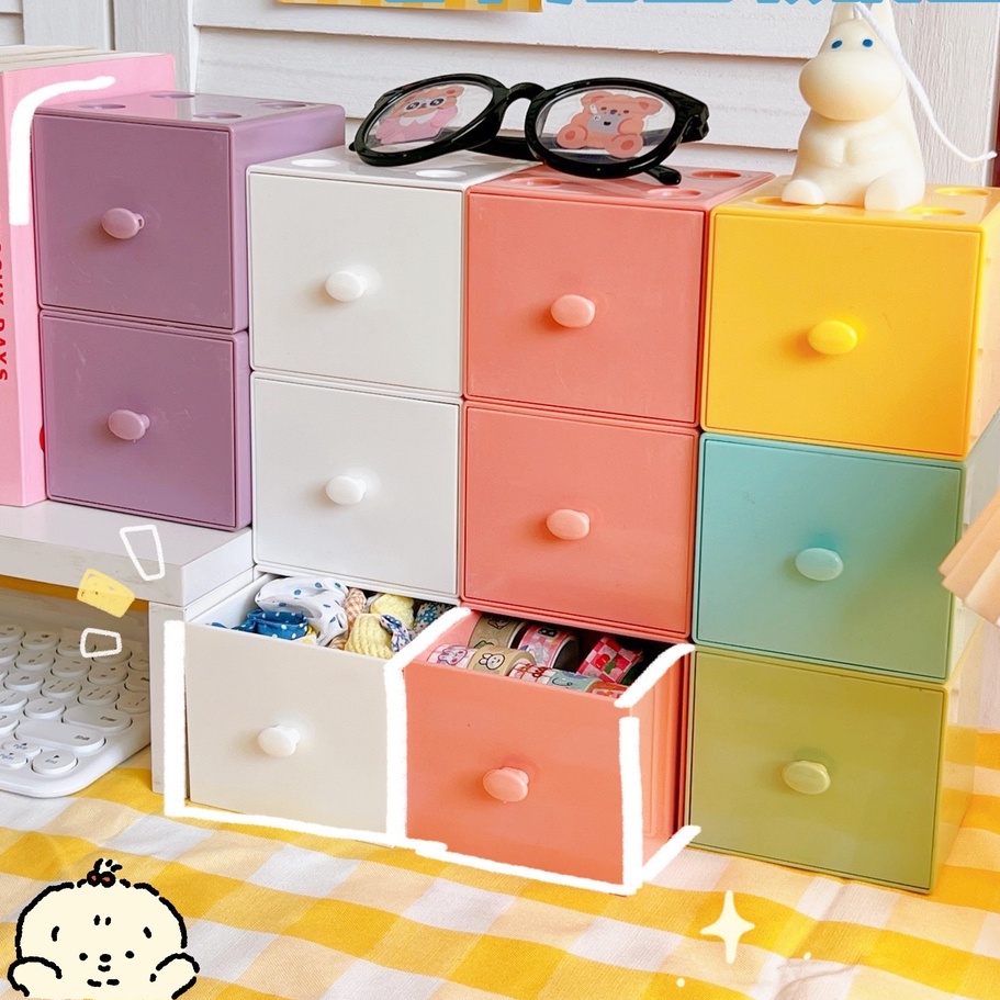Japanese Cute Storage Box Small Drawer Square Splicing Desktop Storage ...