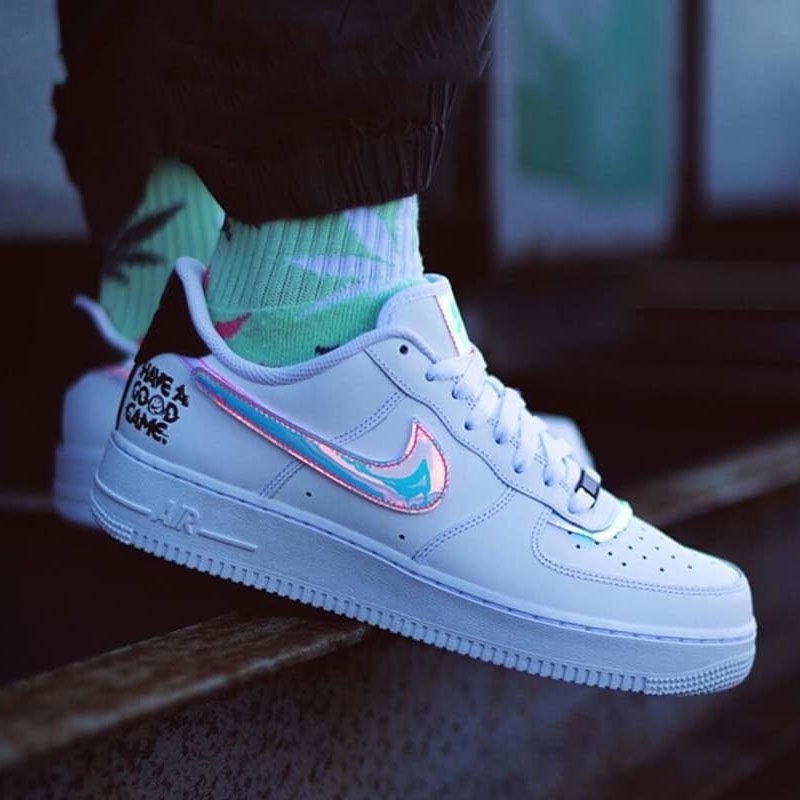 V19 Nike Air Force1 Af1 White Laser Video Game Pixel High-Low Top Air ...