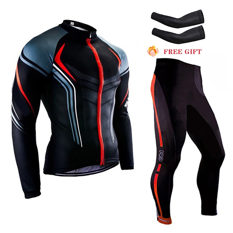 Cycling Jersey Long Sleeve Set Road Bike Clothes Long Pants for Men ...