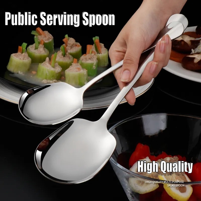 Stainless Steel Thicken Large Public Serving Spoon / Long Handle Soup ...