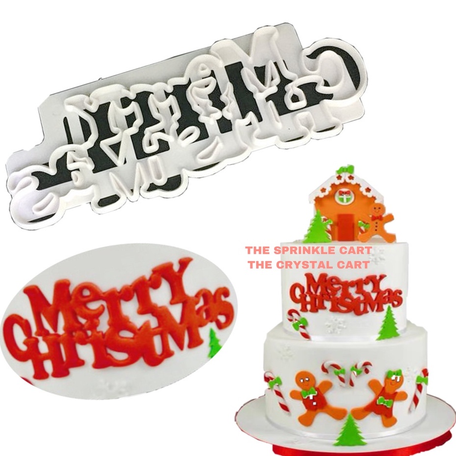 Merry Christmas Fondant Cutter Cookie Cutter Plastic DIY Lettering ...