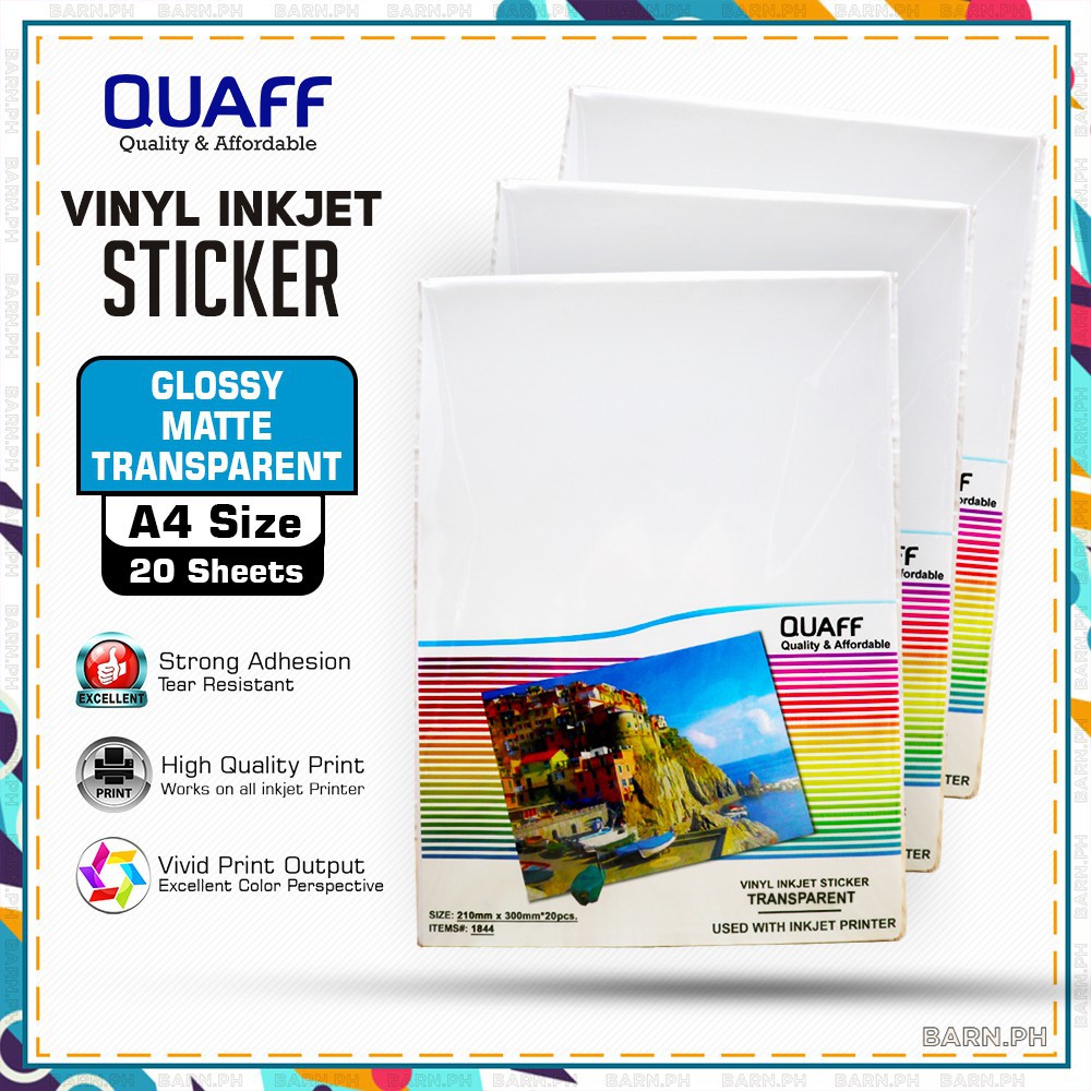 QUAFF VINYL STICKER GLOSSY, MATTE AND TRANSPARENT BOX [50 PACKS ...