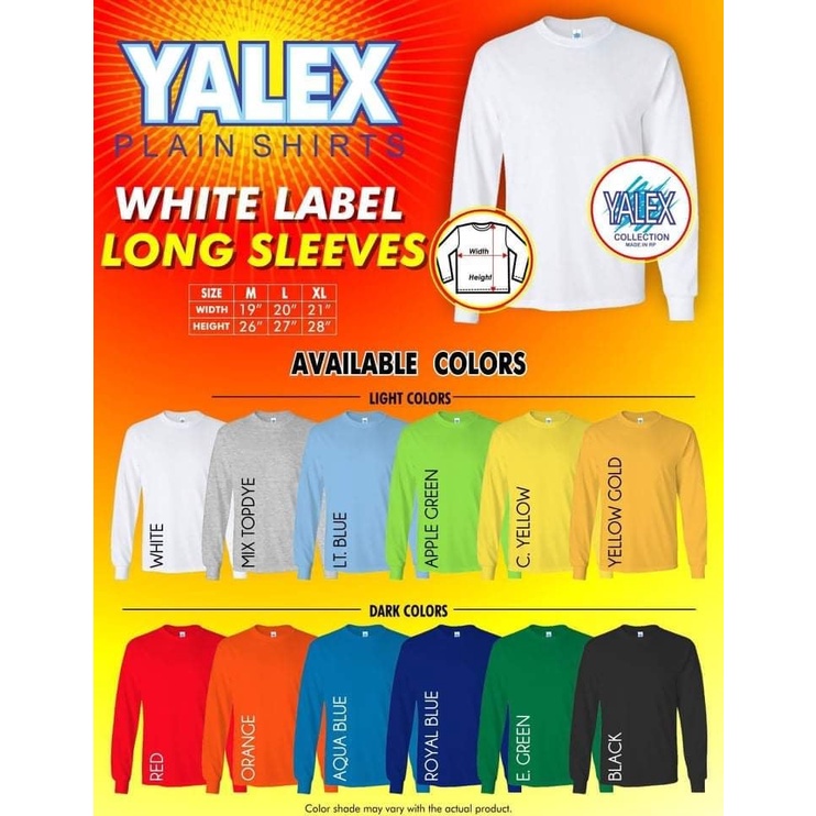 YALEX Long Sleeves (White Label) | Shopee Philippines