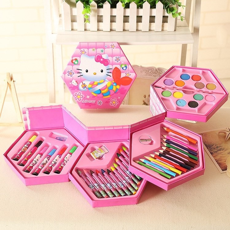 46pcs coloring set colored pencil painting drawing for kids girls ...