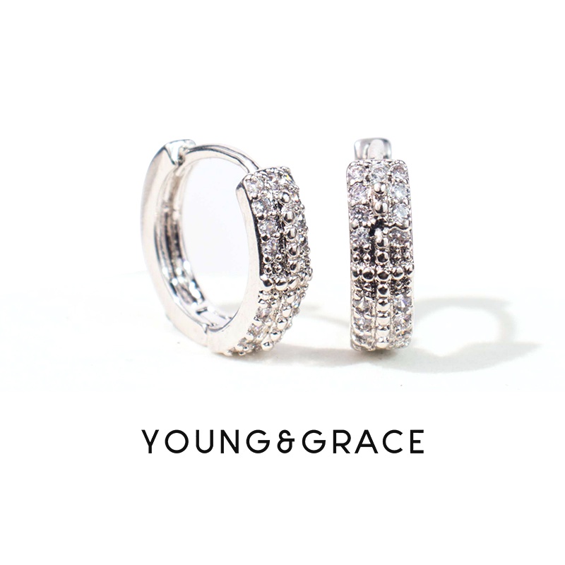 Young & Grace White Gold Plated Zircon Diamond Hoop Earrings For Women ...