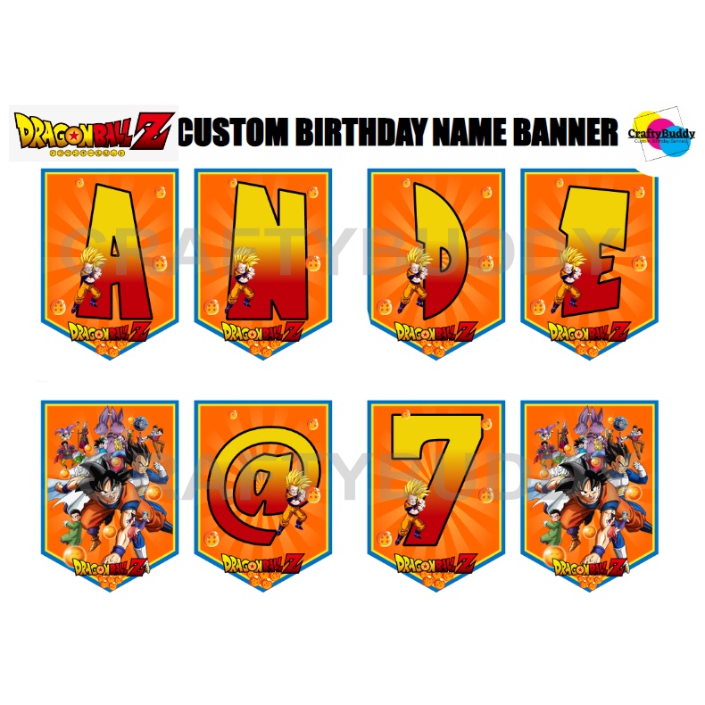 DRAGON BALL Z buntings name birthday banner (SOLD PER FLAG/PIECE ...