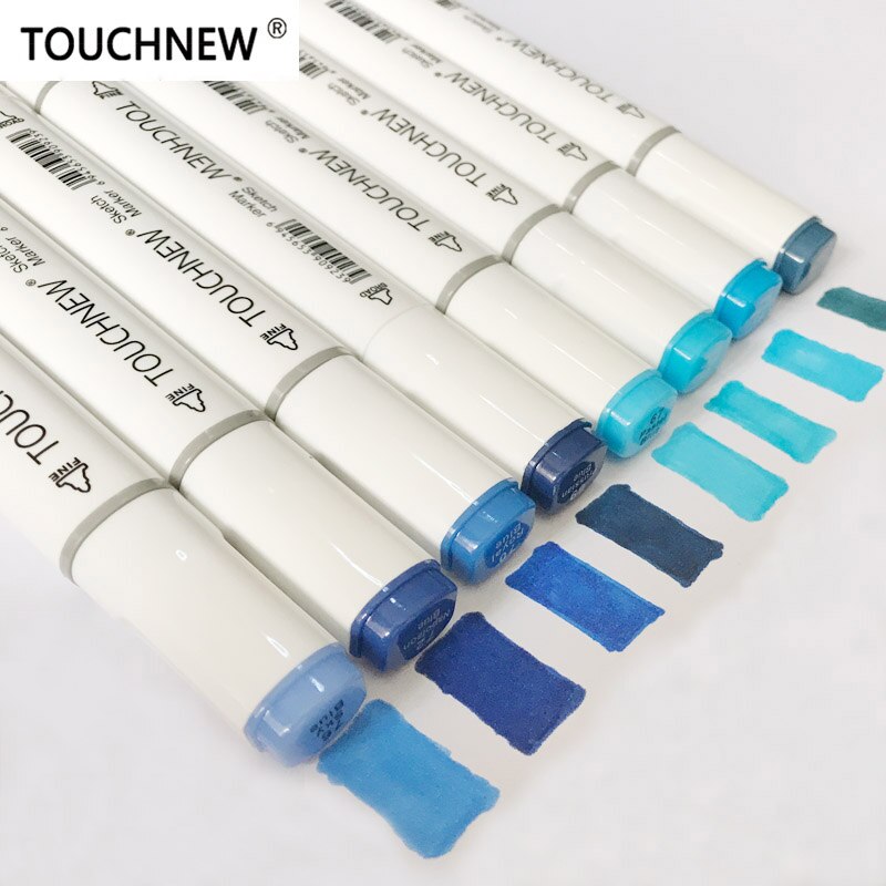 Touchnew 8 Colors Blue Art Marker Set Sketch Markers Alcohol Based For ...