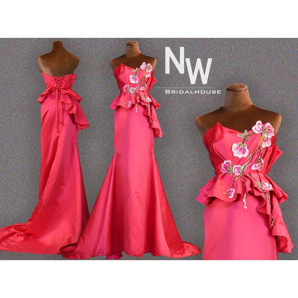 Noelle West Coral Floral Pattern Evening Gown | Shopee Philippines