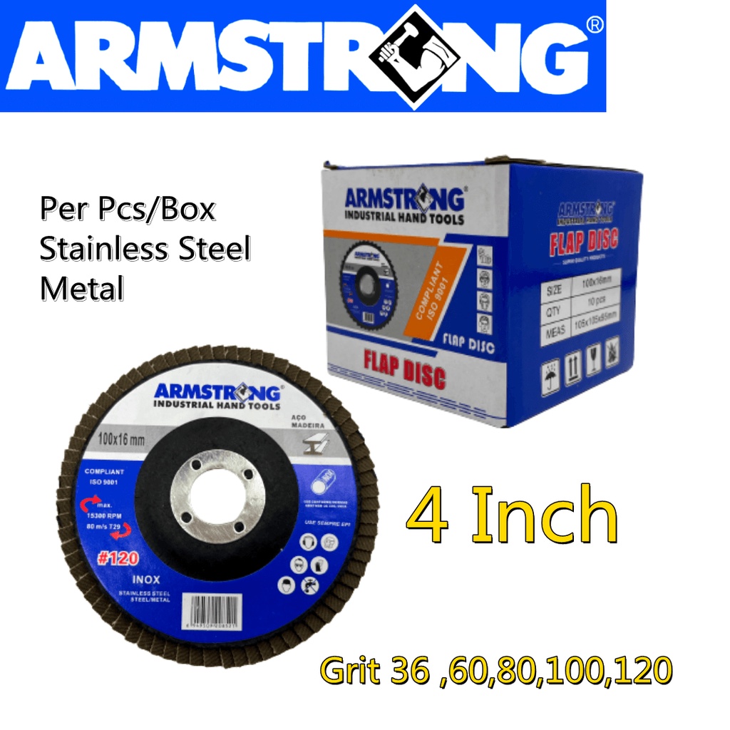 Armstrong Flap Disc 4Inch Flexible For Metal Wood 10Pcs/Box Grit 36,60 ...