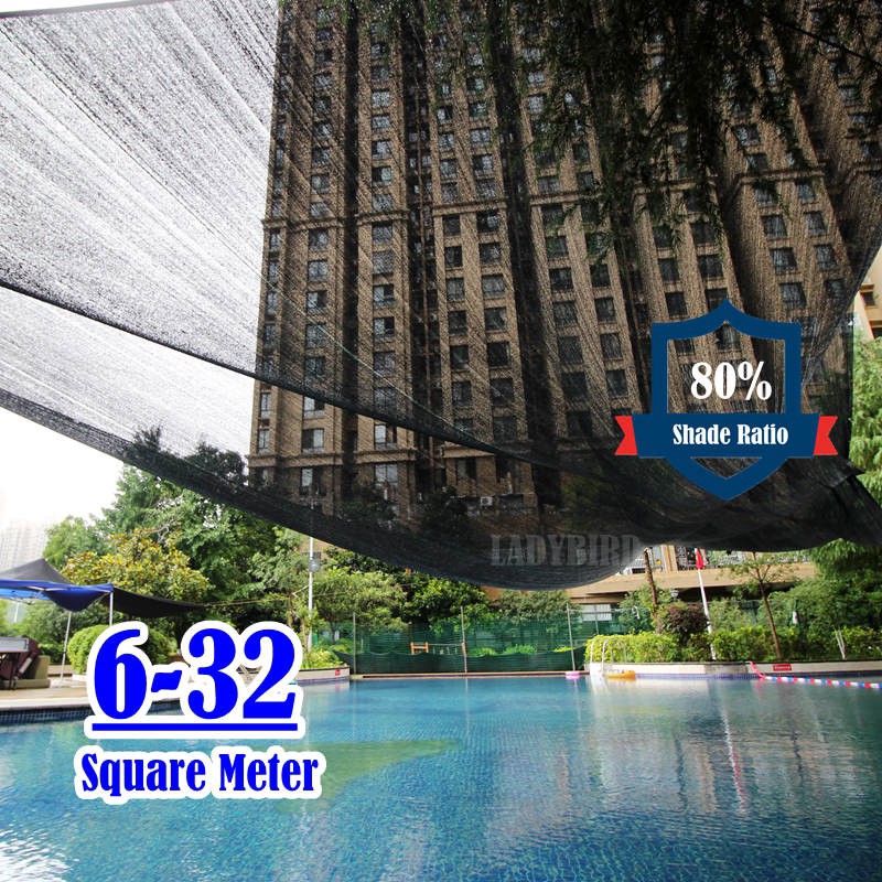 Black Sun Shade Net Garden Swimming Pool Shade Net 80% Shade Ratio Anti ...