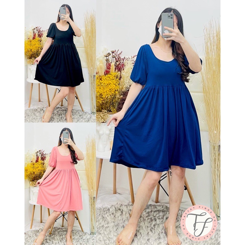 Barbie Plain Dress Puff Sleeve | Shopee Philippines