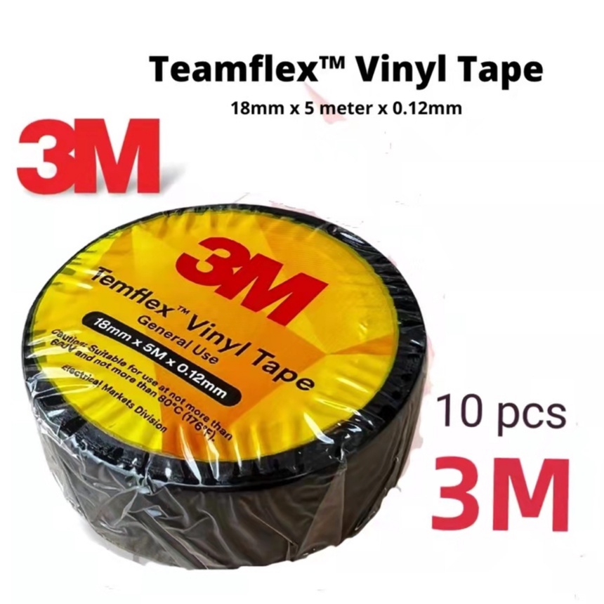 10 PCS Wondrous 3M PVC electrical insulation Tape ( 5mil x 18mm x 5m ) | Shopee Philippines