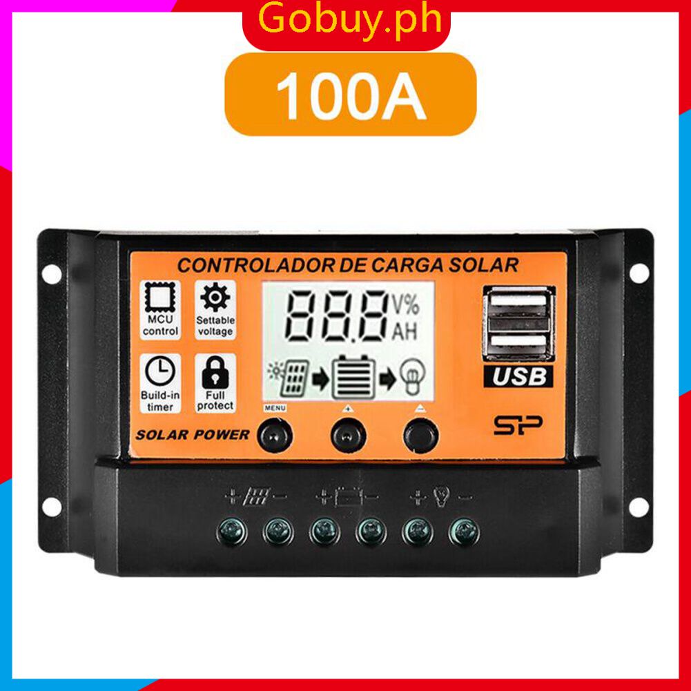 Mppt/PWM Auto Solar Charge Controller 10A-100A Lcd Dual Usb 5V Solar Panel Battery Charge ...
